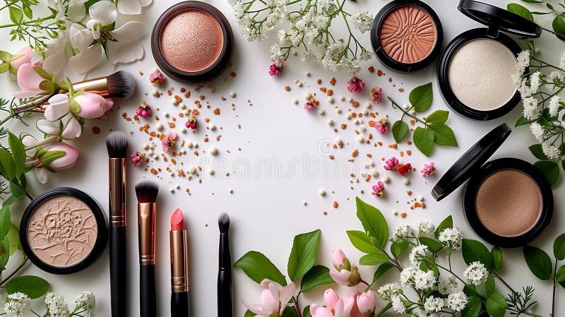Various Types of Makeup on a Table Stock Illustration - Illustration of ...