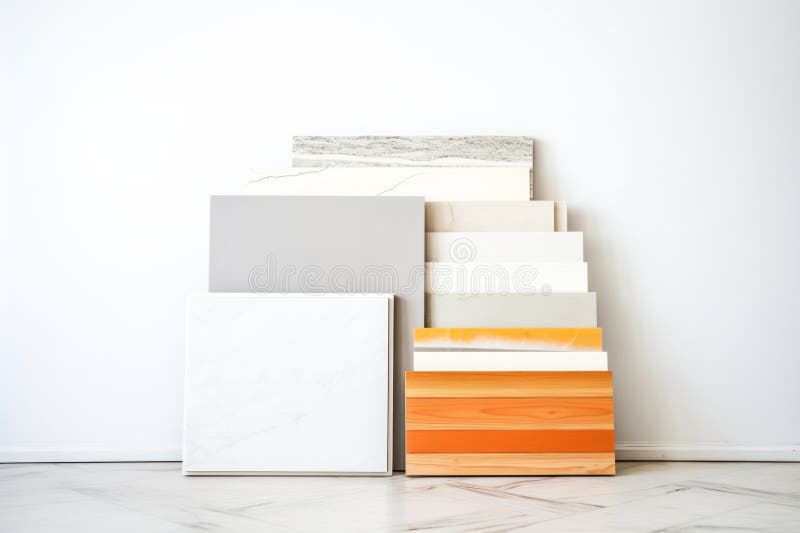 Various Types of Marble Slabs Stacked on White Surface Stock Photo ...