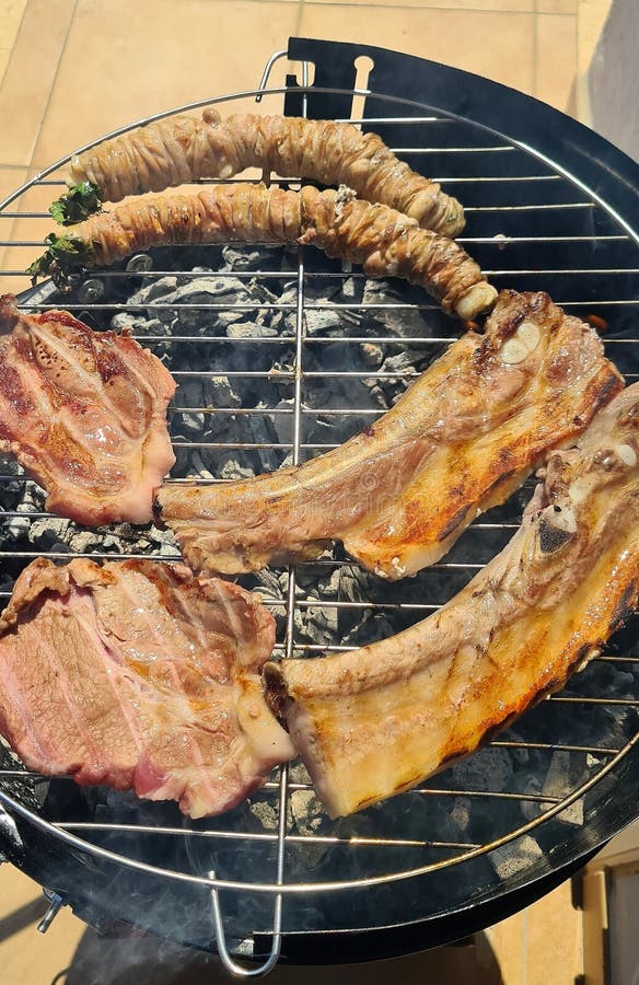 Various Types of Meat on the Grill Stock Photo - Image of organic ...