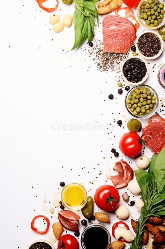 Various Types of Meat Vegetables and Other Ingredients Arranged on a ...