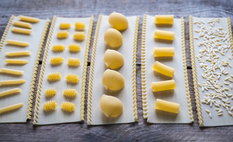 Various Types of Pasta on Lasagne Sheets Stock Photo - Image of ...