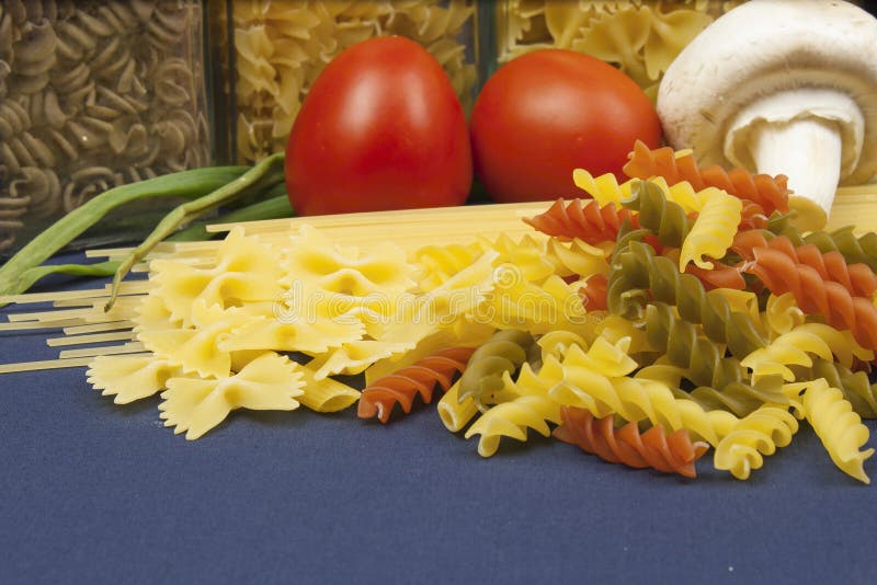 Various Types of Pasta on the Table Stock Image - Image of leek ...