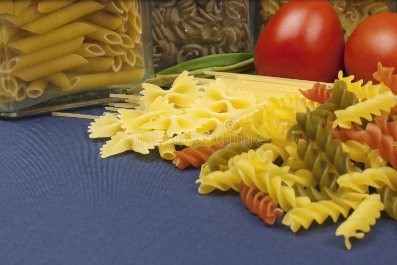 Various Types of Pasta on the Table Stock Photo - Image of mushrooms ...