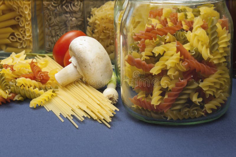 Various Types of Pasta on the Table Stock Photo - Image of italian ...