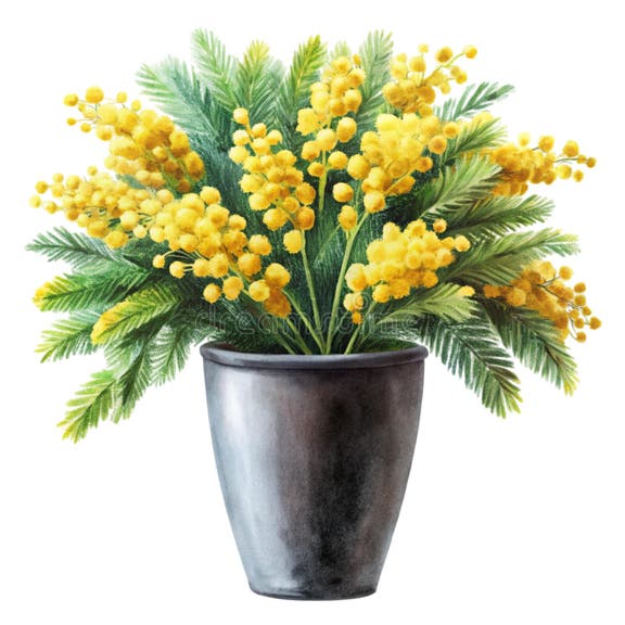 Various Types of Pots Mimosa Clipart Watercolor Stock Vector ...