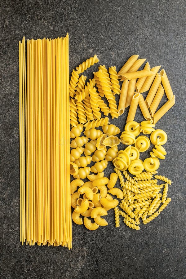 Various Types of Raw Italian Pasta Stock Image - Image of pasta, rustic ...