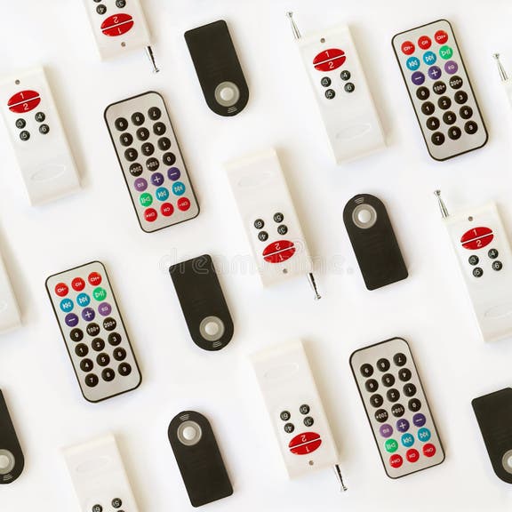 Various Types of Remote Control Seamless Pattern Background Isolated on ...