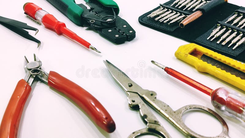Various Types of Repair and Carpentry Tools.screw Driver, Pliers ...