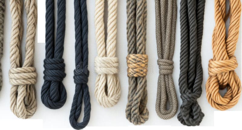 Various Types of Ropes with Knots on Transparent Background, Strength ...