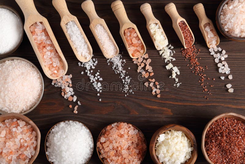 Various types of salt. stock photo. Image of pink, ingredient - 121975488