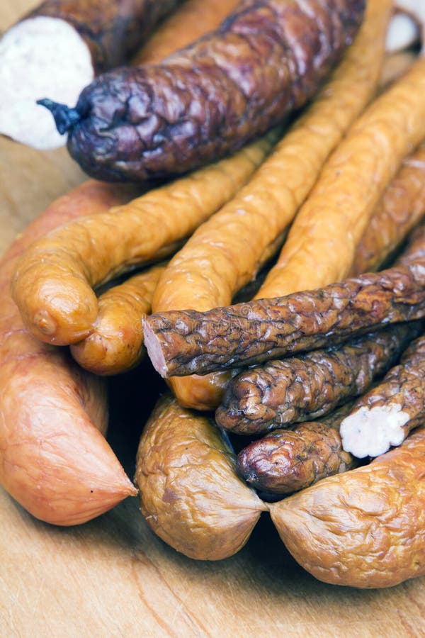 Various types of sausages stock photo. Image of boiled - 18978974