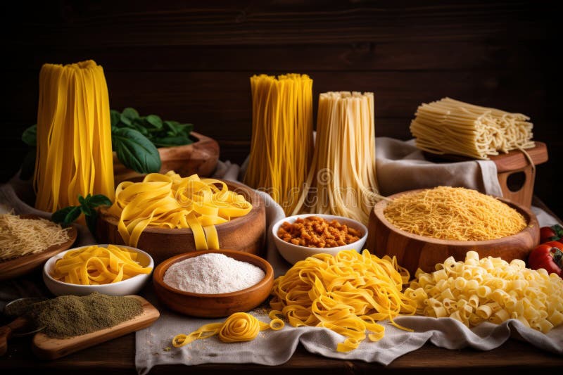 Various Types and Shapes of Italian Pasta, Including a Variety of Dried ...