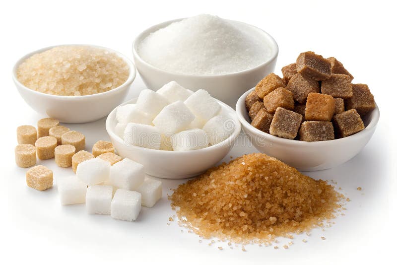 Various Types of Sugar Including White Granulated, Brown Raw Cane Sugar ...