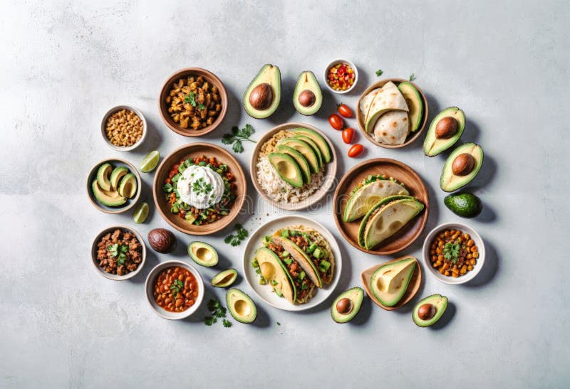 Various Types of Traditional Hispanic Foods are Arranged in Bowls on ...