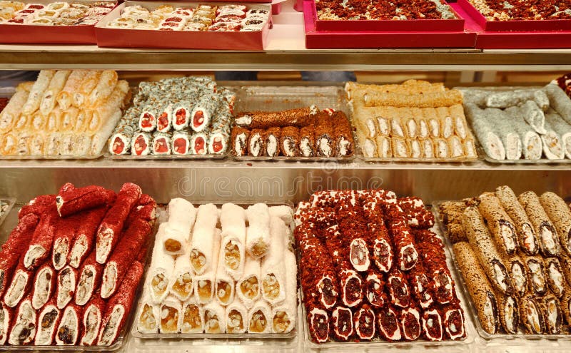 Various Types of Turkish Delicacy Stock Image - Image of confectionery ...