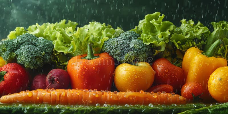 Assorted Vegetables Getting Wet in the Rain Stock Illustration ...