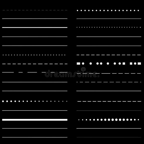 Various Types of White Line Patterns are Displayed on a Black ...
