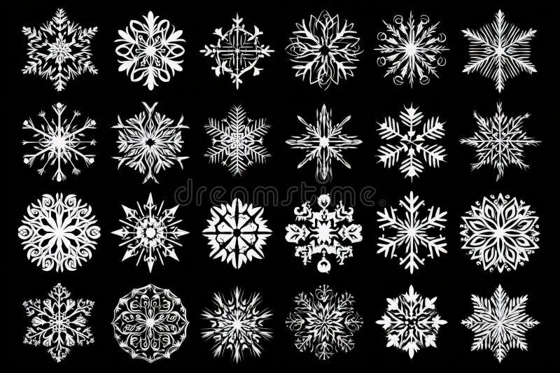 Unique Snowflake Designs on a Dark Background Showcasing Winters ...