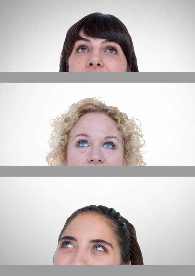 Various Upper Heads and Eyes in Series of Three Stock Image - Image of ...