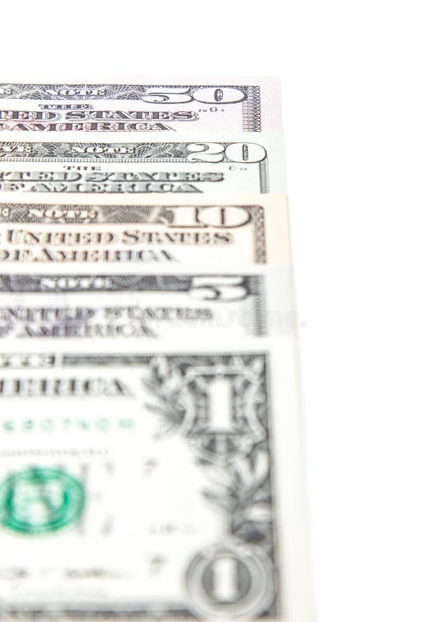 Various US dollar notes stock image. Image of white, credit - 46230457