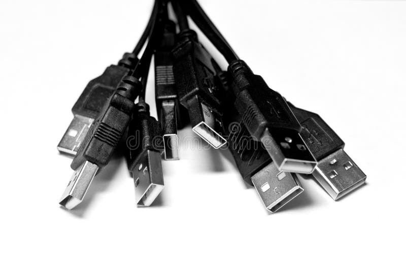 Various Usb Cable Isolated on White with Clipping Path, Ready To Use ...