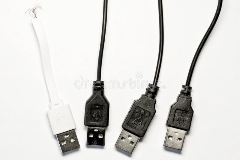 Various Usb Cable Isolated on White with Clipping Path, Ready To Use ...