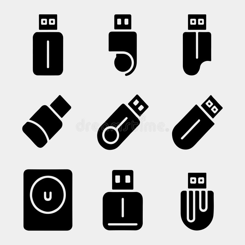 Various USB Flash Drive Icons in Vector Format Stock Illustration ...