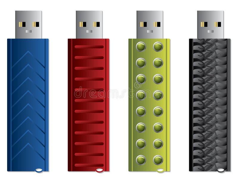 Various USB sticks set 4 stock vector. Illustration of computer - 13365455