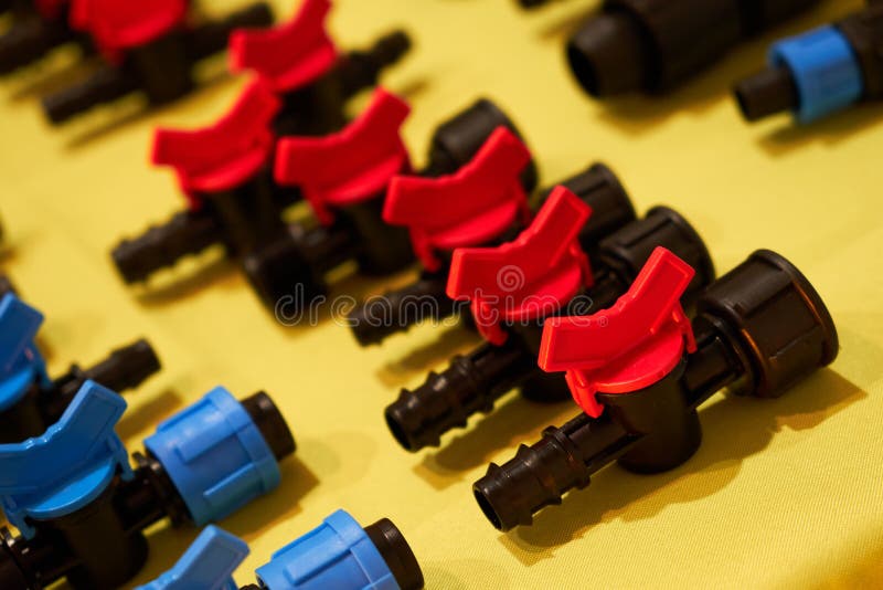 Various Valves for Creating Irrigation Systems Stock Image - Image of ...