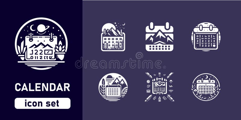 Calendar icon set stock vector. Illustration of vector - 346434249