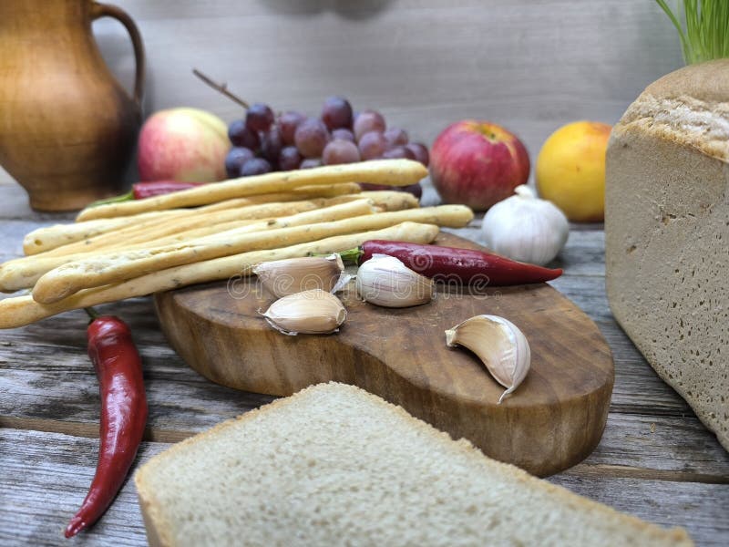 Various Varieties of Fresh Bread on the Table. High-quality Photo Stock ...