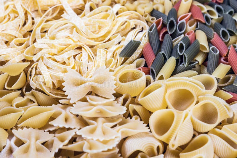 Various Varieties and Types of Pasta Made from Coarse Flour Stock Image ...