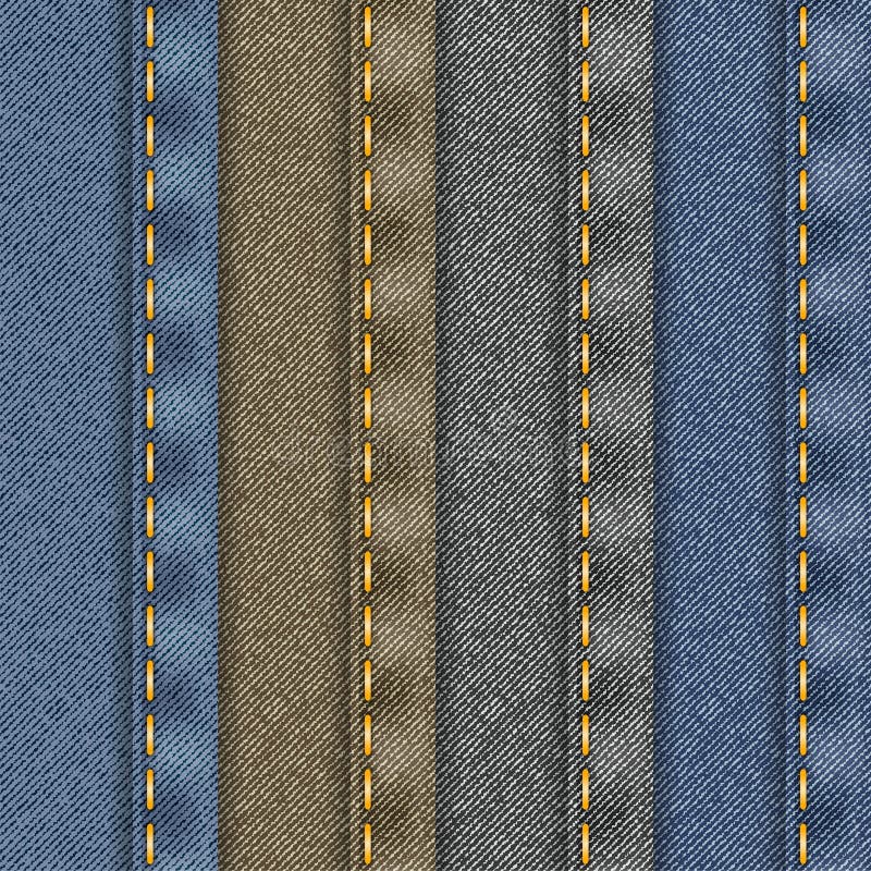 Various Vector Denim Jeans Pattern. Stock Vector - Illustration of ...