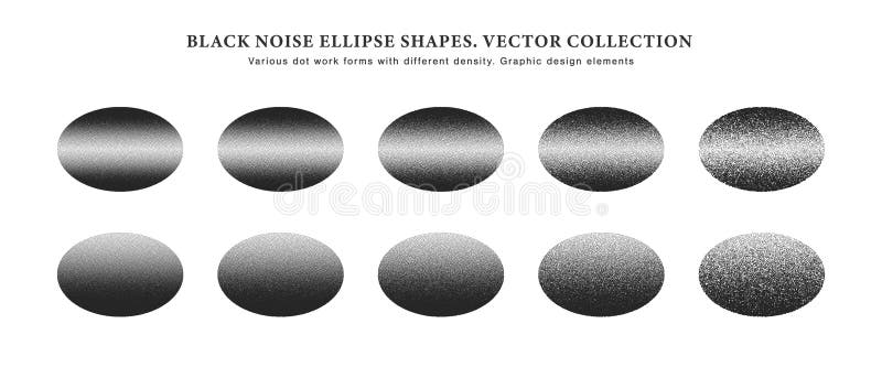 Various Vector Hand Drawn Dot Work Stippled Oval Shapes with Linear ...