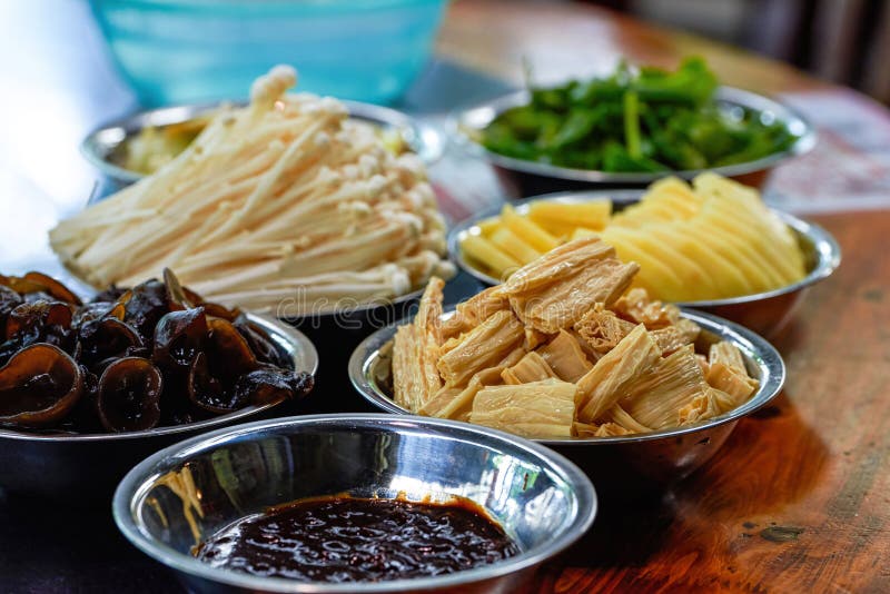 Various Vegetable Vegetarian Dishes in the Kitchen Stock Photo - Image ...