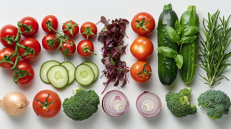 Various Vegetables Laid Out in a Row Together and Grouped To Form a ...