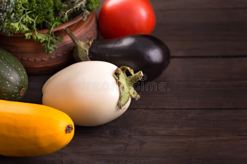 Various Vegetables at Left Side of Table Stock Photo - Image of marrow ...