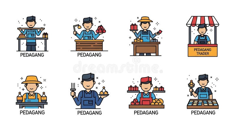 Various Vendors Displaying Diverse Goods Stock Illustration ...