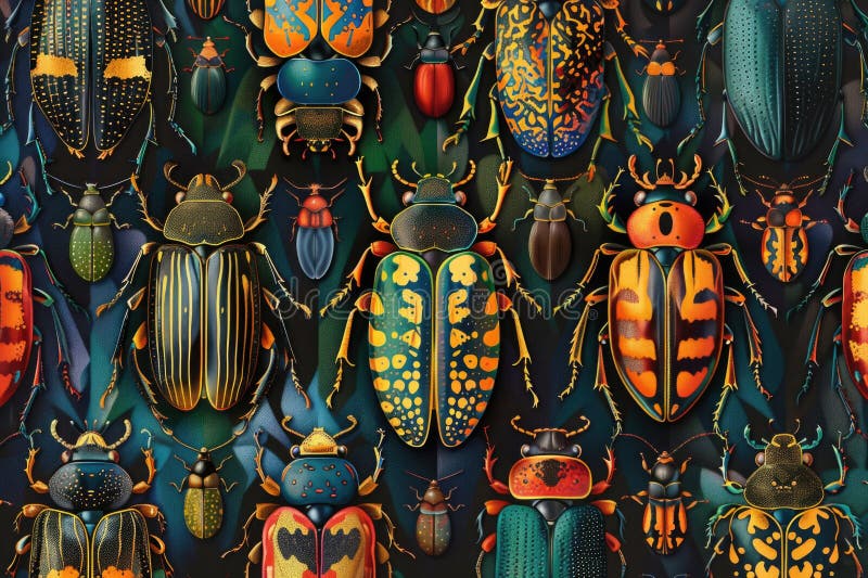 Various Vibrant Bugs on a Dark Backdrop. Suitable for Educational ...