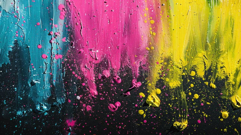 Various Vibrant Colors of Paint are Spread Across a Black Background ...