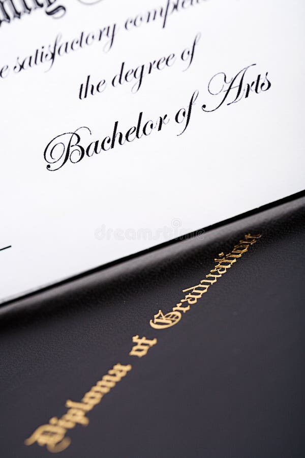 Diploma: Focus on Bachelor Degree Title Stock Image - Image of award ...