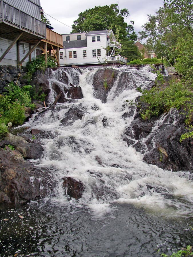 Megunticook Falls at Camden, Maine in Summer Stock Photo - Image of ...
