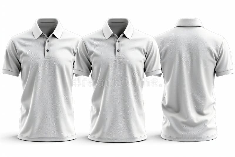 Various Views of the Front, Back and Side of a White Collared Polo ...