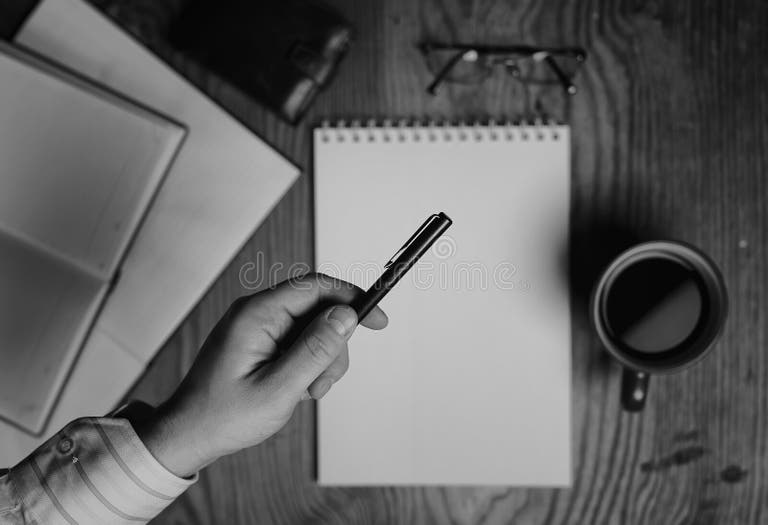 Monochrome Notebook Paper Writing Tools Stock Image - Image of design ...