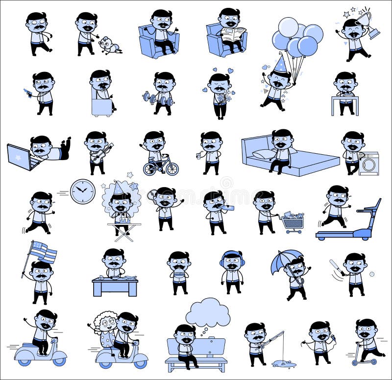 Various Vintage Cartoon Postman - Set of Concepts Vector Illustrations ... Various Vintage Cartoon Postman - Set of Concepts Vector Illustrations ...