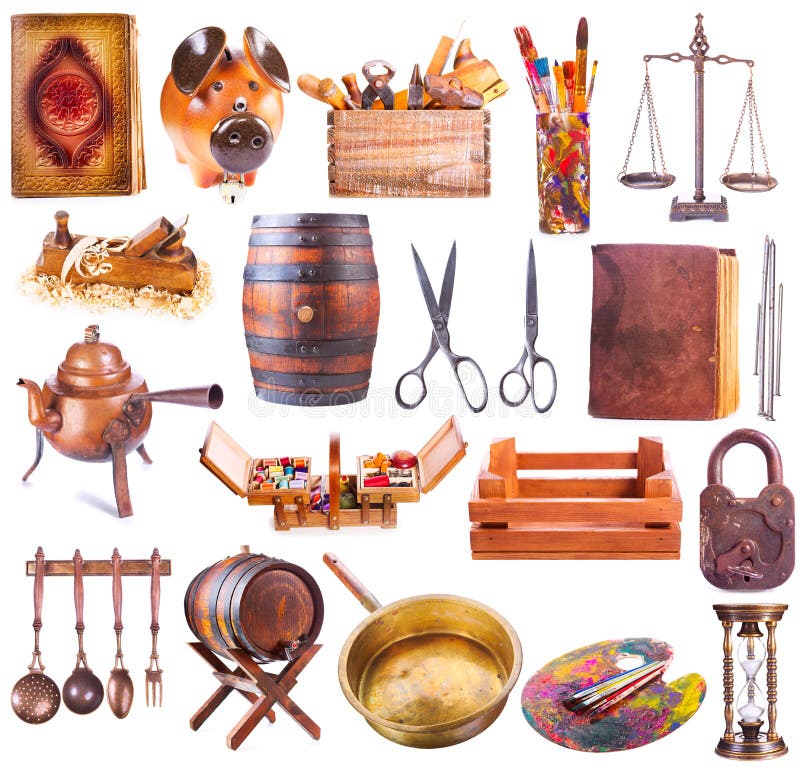 Various Vintage Kitchen Utensils Stock Image - Image of enamel, choina ...