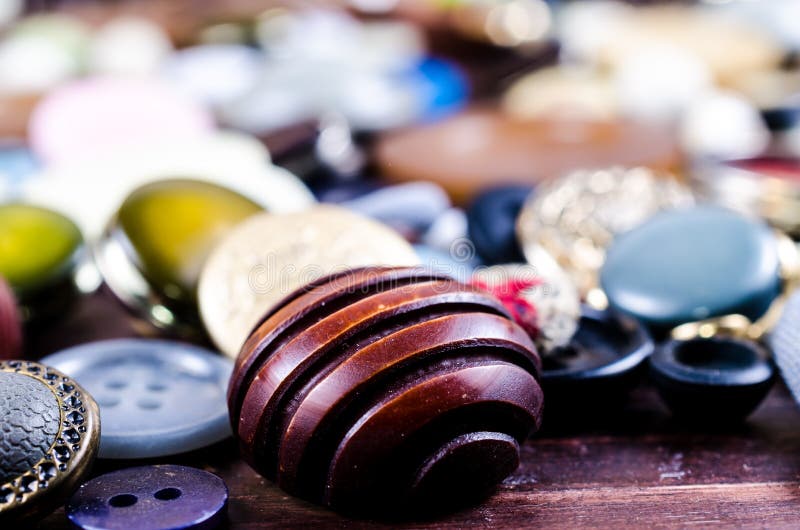 Various Vintage Sewing Buttons Stock Image - Image of decoration, metal ...