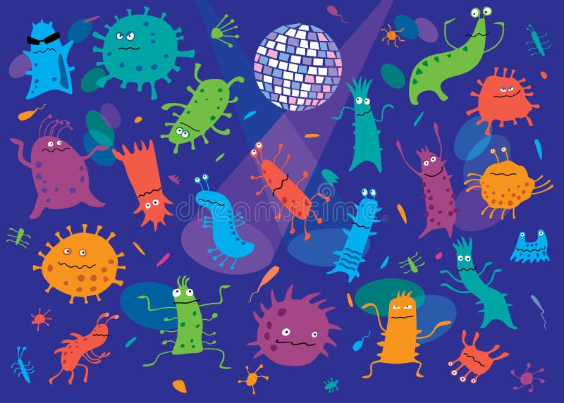 Various Viruses and Bacteria Dance in a Disco Stock Vector ...