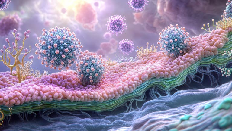 Various Viruses and Cells are Shown in Different Colors Under ...