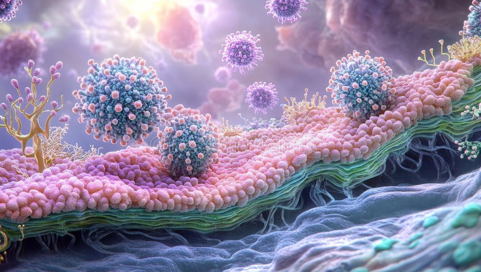 Various Viruses and Cells are Shown in Different Colors Under ...